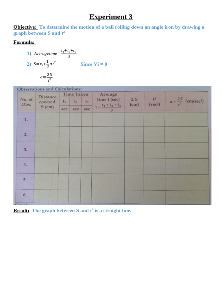 Physics Experiment 3 Class 9 Sindh Board | PDF