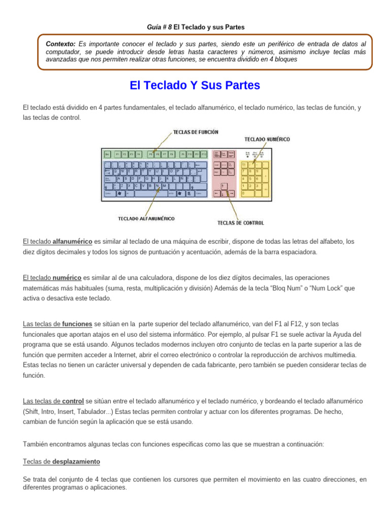Guia # 8 El Teclado y Sus Partes | PDF | Teclado | Informática