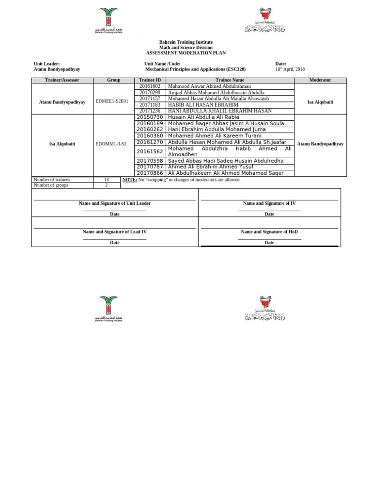 Assessment Moderation Plan | PDF