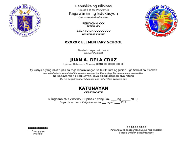 Junior High School Completion Certificate | PDF
