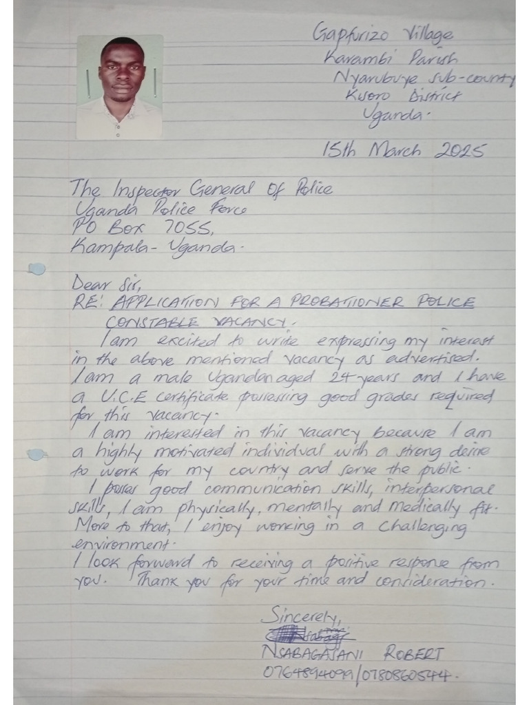 Nsabagasani's PPC Application Letter | PDF