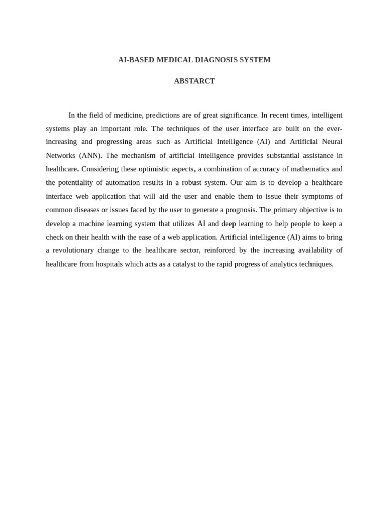 AI-Based Medical Diagnosis System | PDF | Medical Diagnosis | Computing