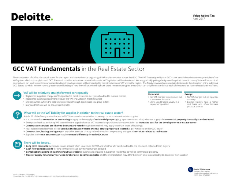 GCC VAT Impact on Real Estate Sector | PDF | Value Added Tax | Taxes