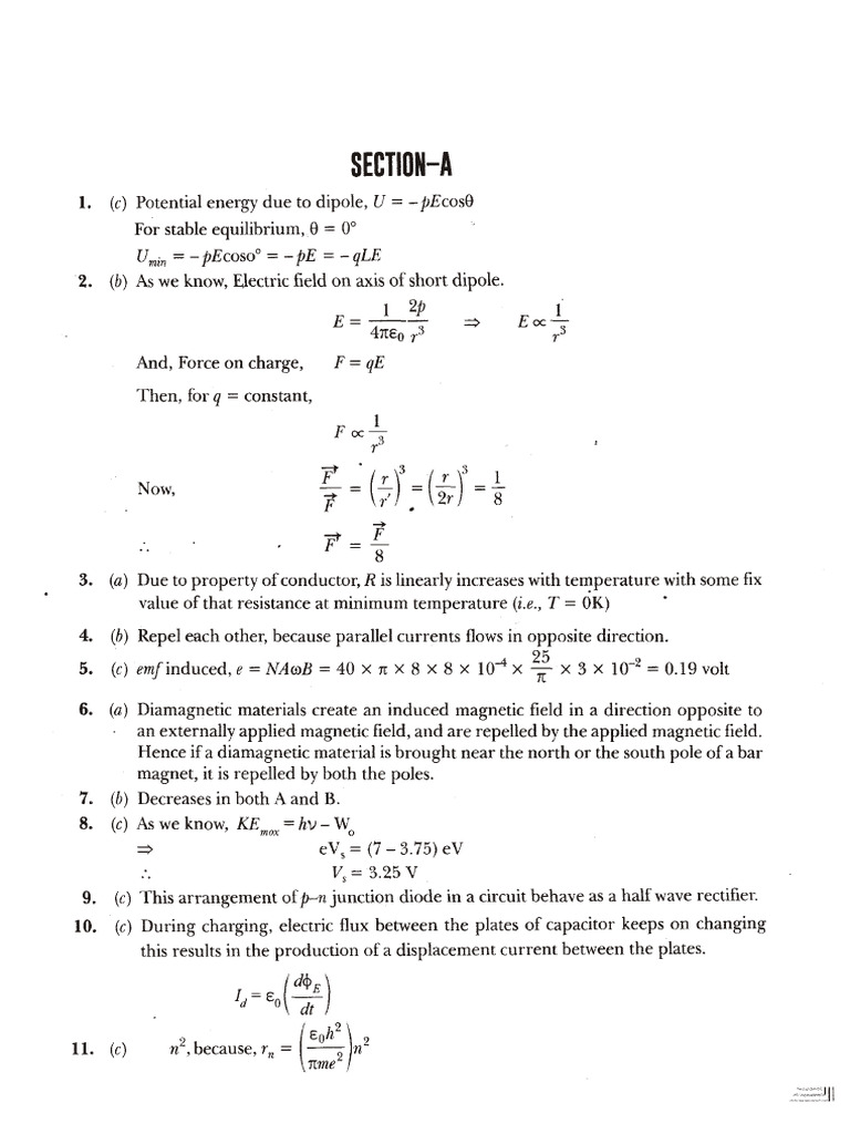 02 Physics PreBoard 22-12-2024 (Solution) | PDF