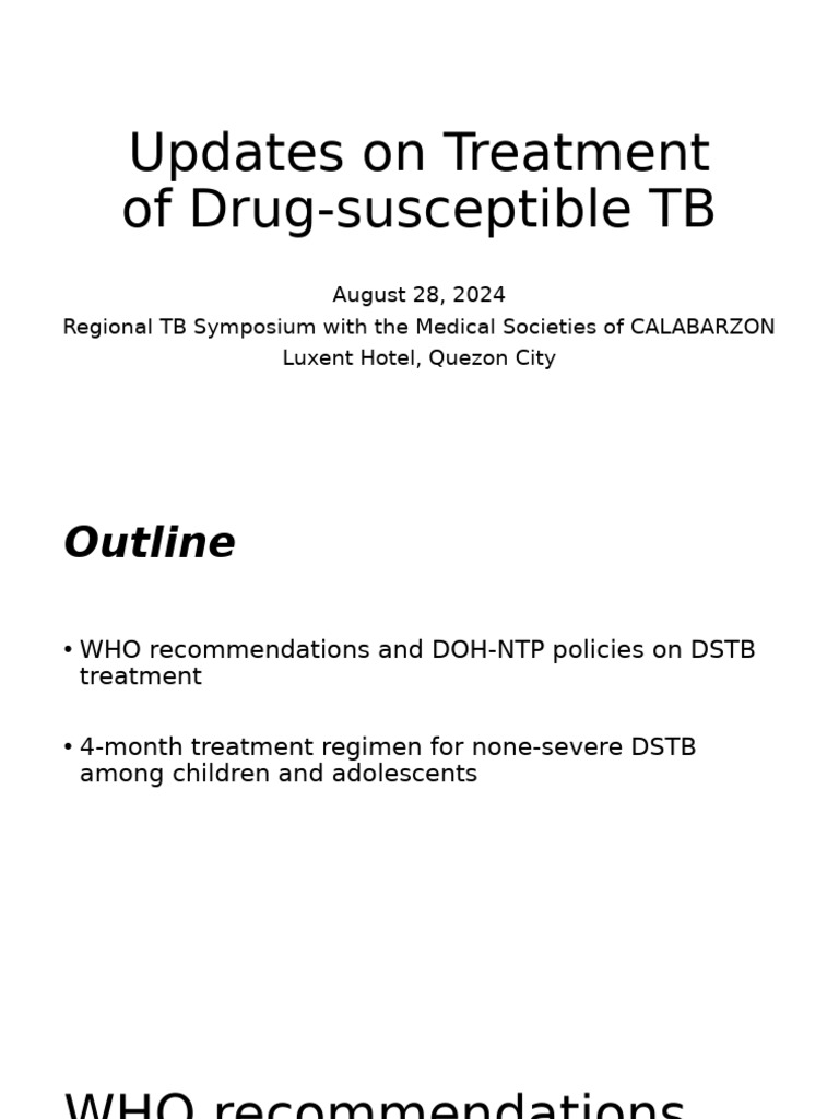 Updates on Drug-Susceptible TB Treatment | PDF | Tuberculosis | Lung