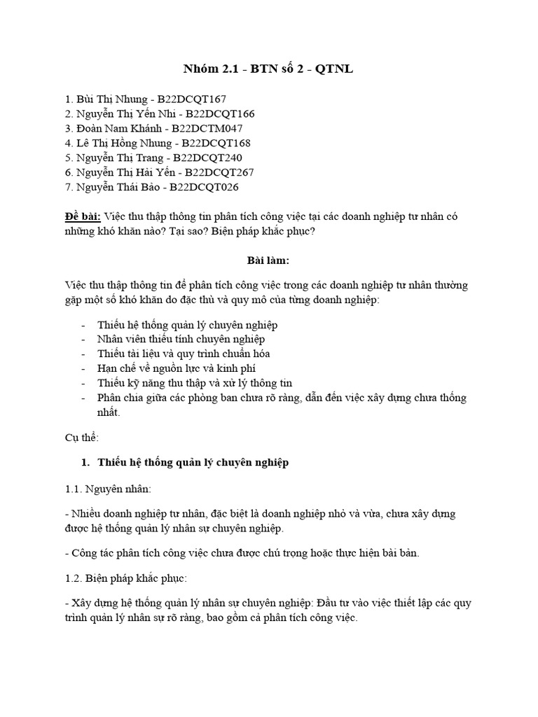 Nhóm 2.1 - BTN số 2 - QTNL | PDF