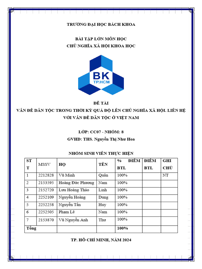 BTL CNXHKH Nhóm 8 | PDF