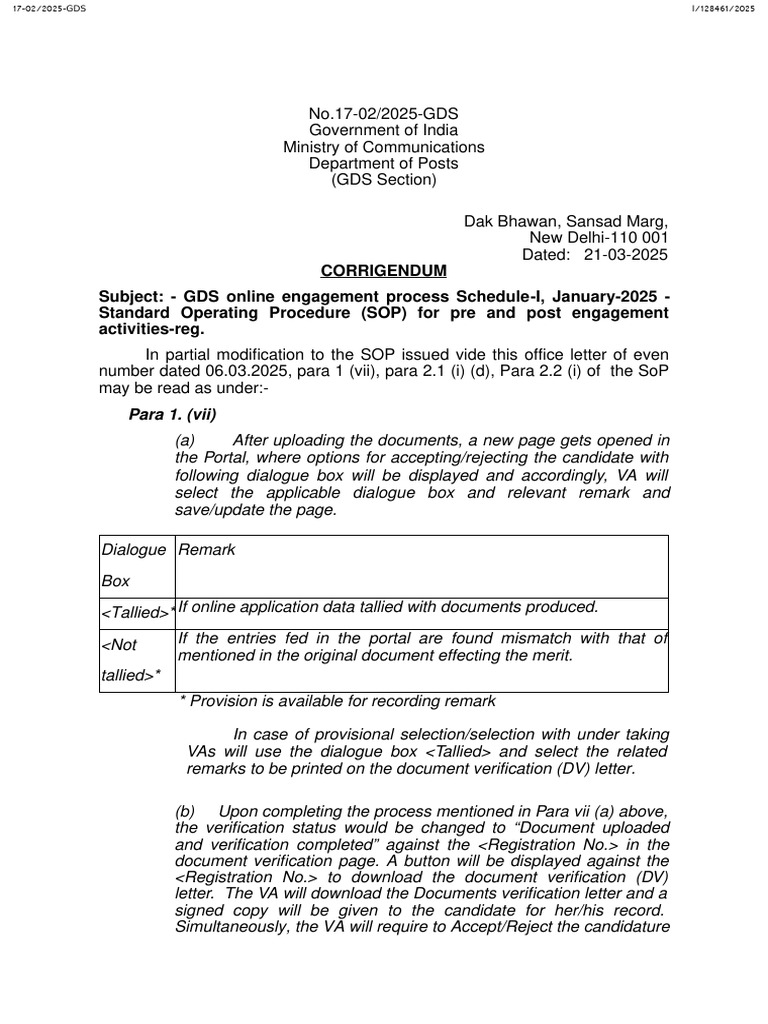 SOP COrrigendum Dated 21.03.2025 | PDF | Computing