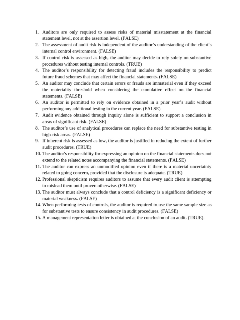 True or False. Audit Process | PDF