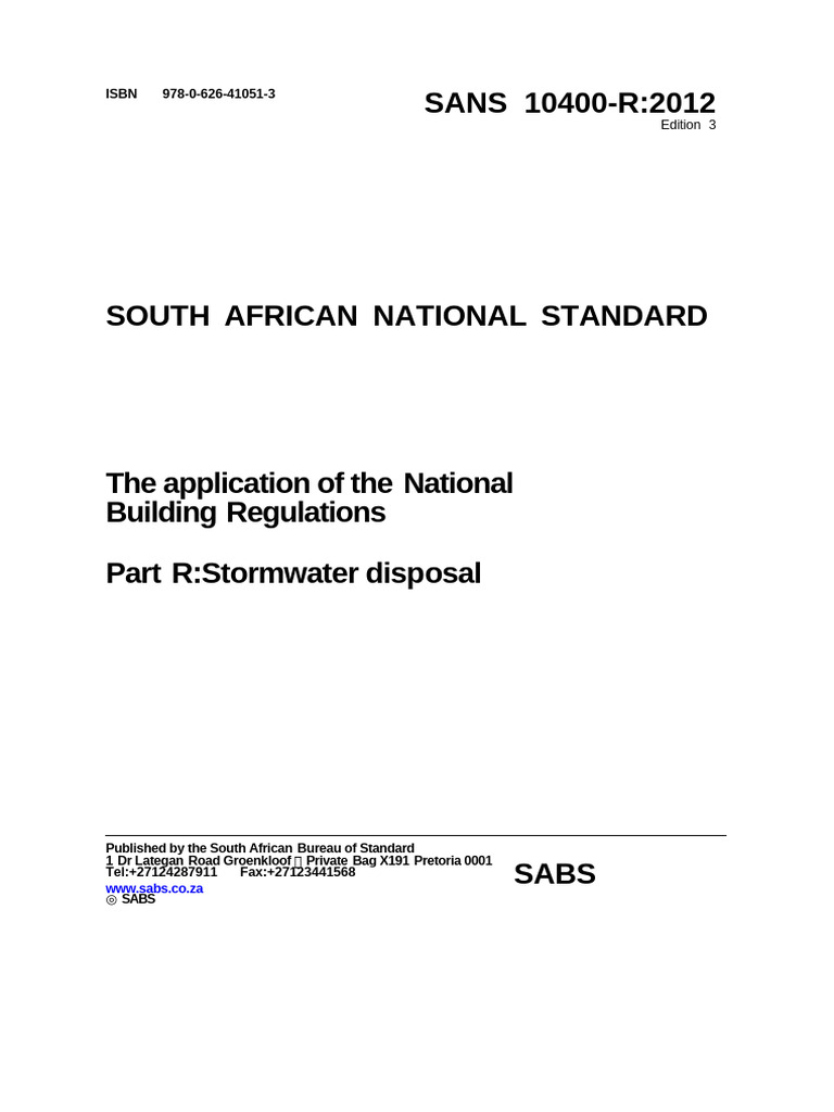 （高清正版） SANS 10400-R | PDF | Storm Drain | Stormwater