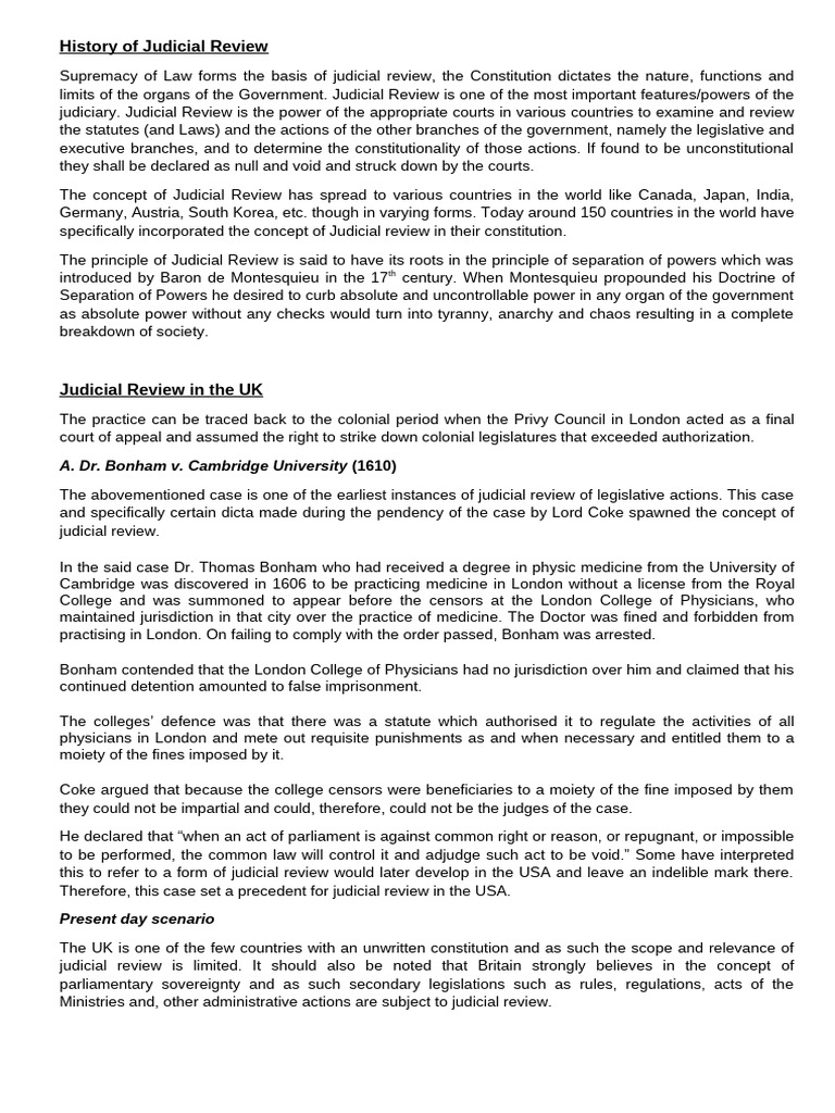 History of Judicial Review | PDF | Judicial Review | Political Science