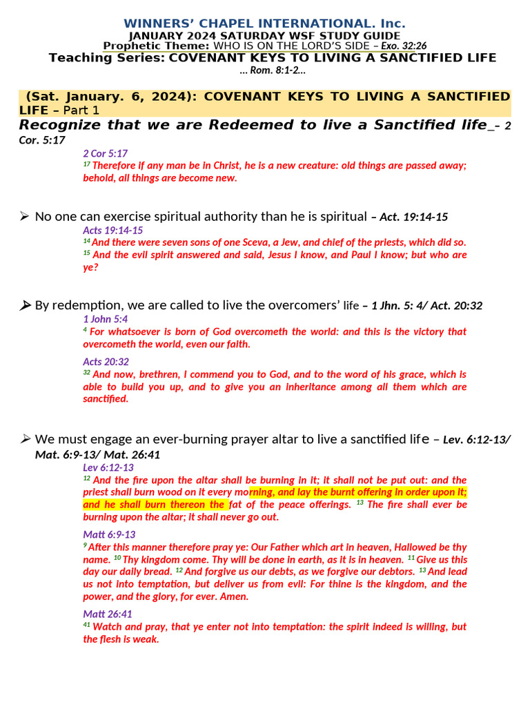 With SCRPTR Janaury 2024 WSF Teaching GuideFM COVENANT KEYS TO LIVING | PDF | Lord's Prayer | Jesus