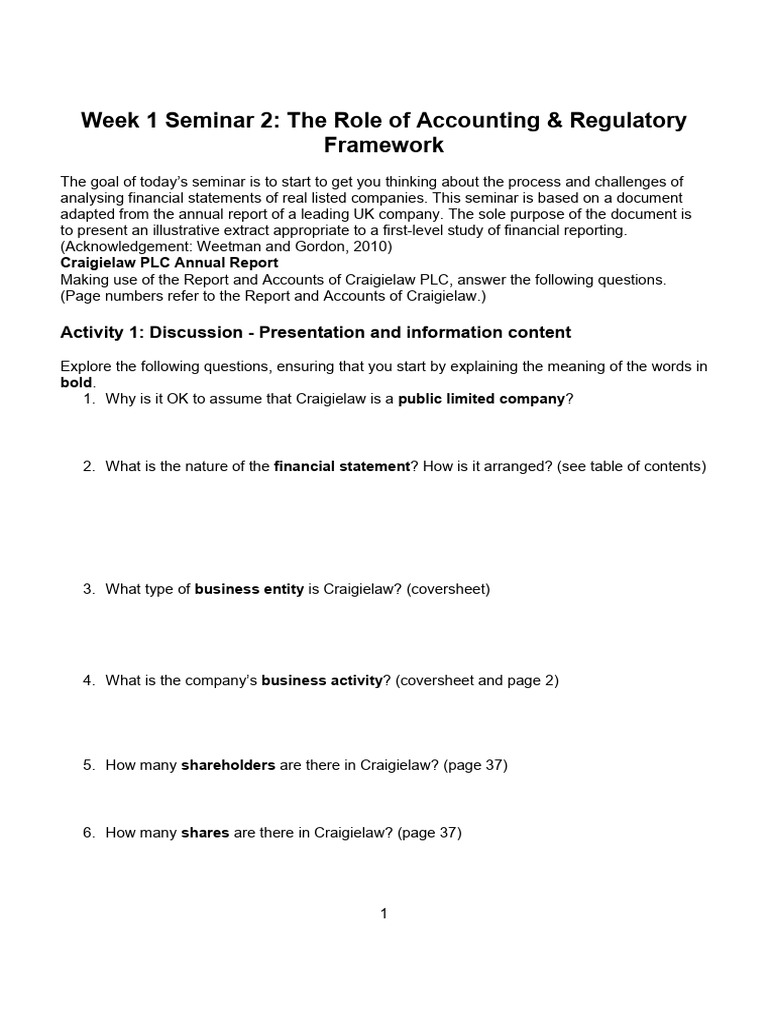 Week1 Acc Seminar 1 Part 2 | PDF | Income Statement | Balance Sheet