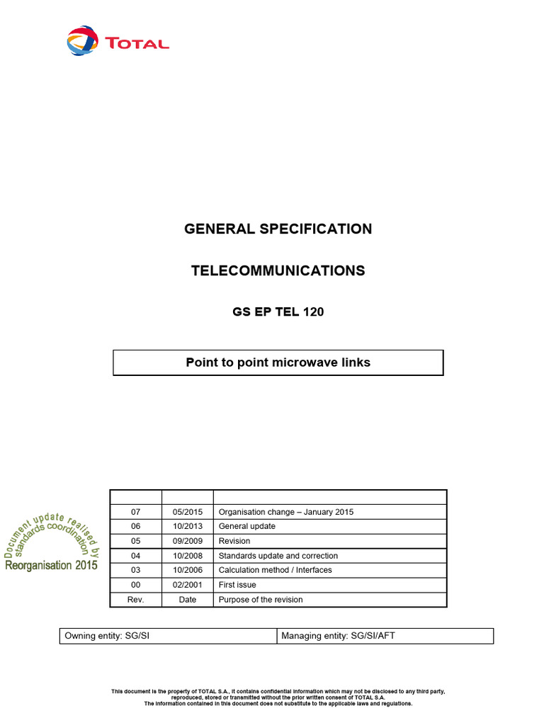 General Specification for Microwave Links | PDF | Antenna (Radio) | Radio