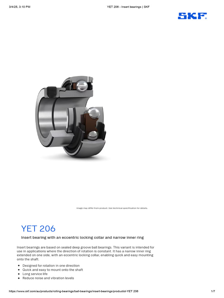 YET 206 - Insert Bearings - SKF | PDF | Bearing (Mechanical) | License
