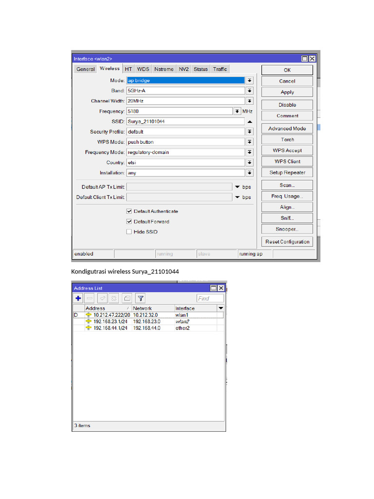 Konfigurasi IP Address Wireless | PDF