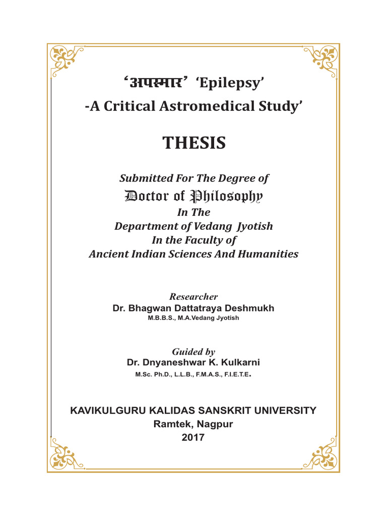 Apasmaar (Epilepsy) - A Critical Astromedical Study - DR B D Deshmukh (2017) - Thesis | PDF ...