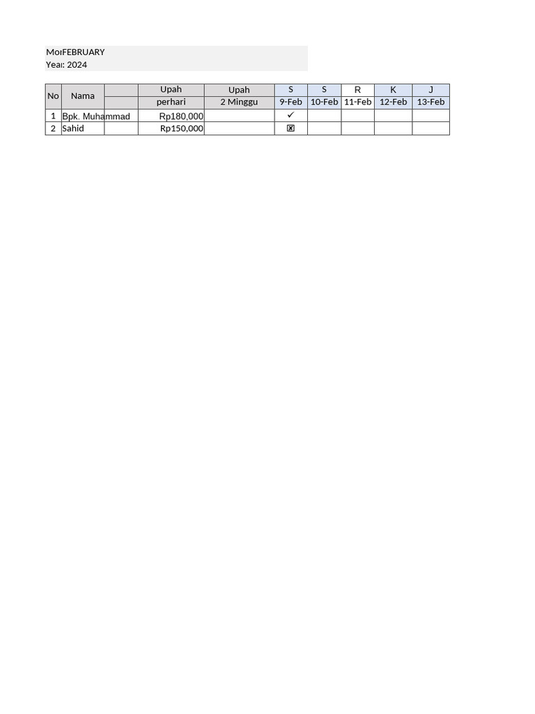 Contoh Absen Karyawan | PDF