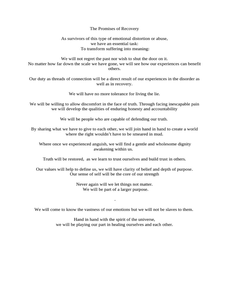 The Promises of Recovery | PDF