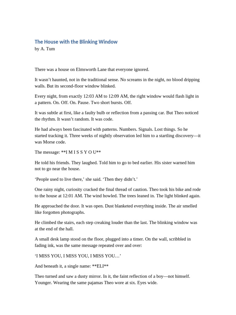 The House With The Blinking Window | PDF