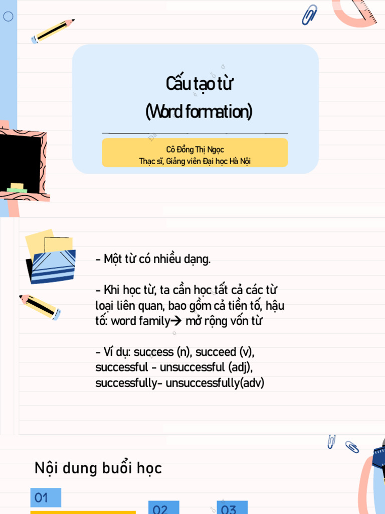 Slide - Buoi 1 Cau Tao Tu 1721105804671 | PDF | Verb | Adverb