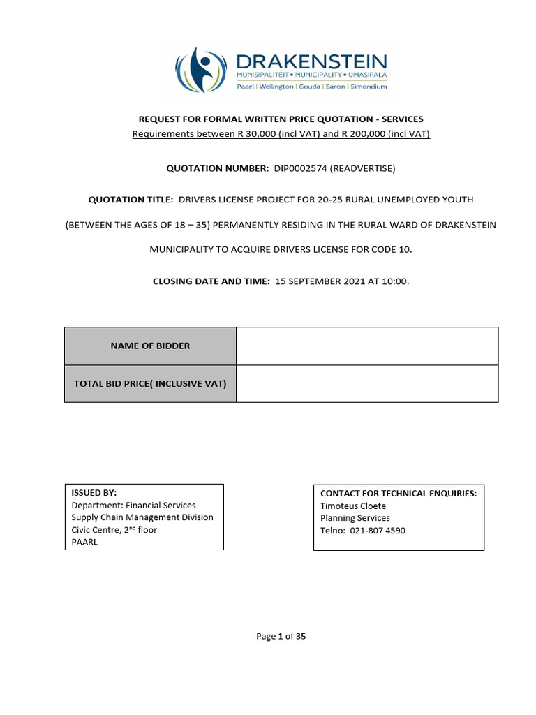 DIP0002574 - Drivers License Project For 20 To 25 Rural Unemployed ...