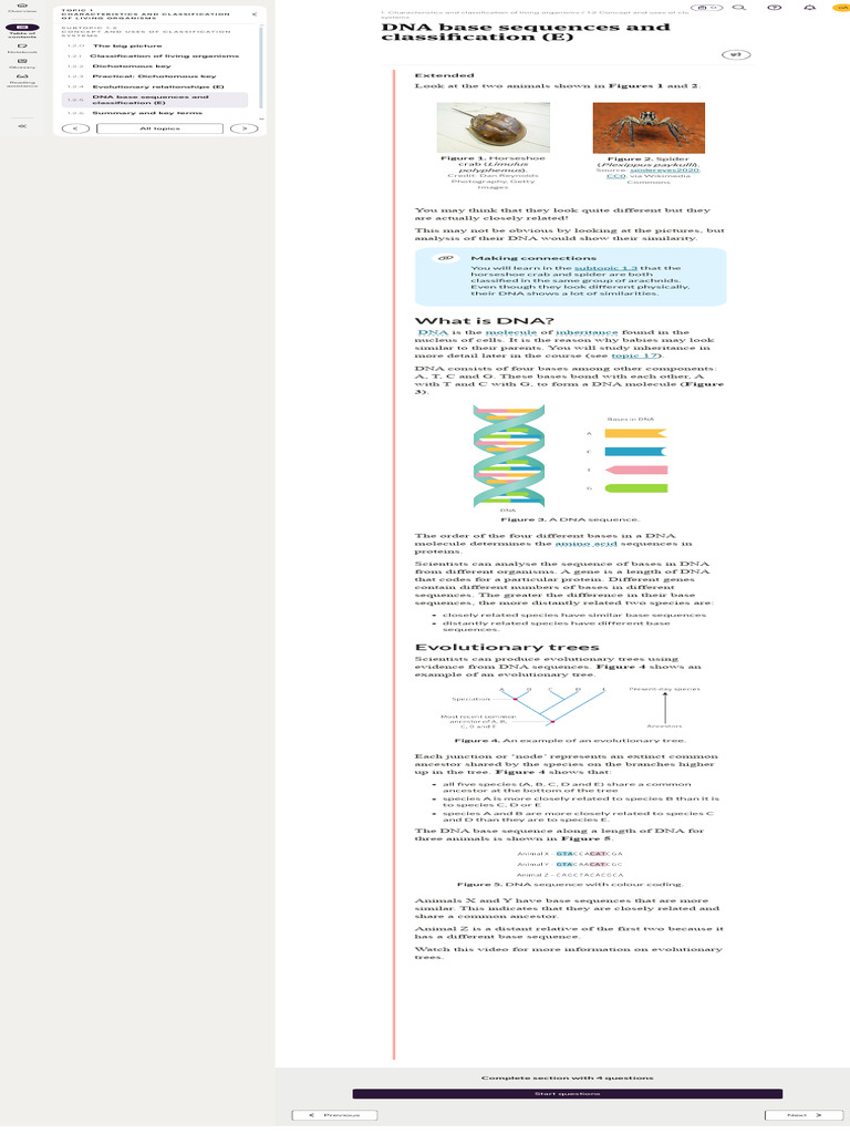 DNA Base Sequences and Classification (E) - Cambridge IGCSE™ Biology FE2023 | PDF | Nucleic Acid ...