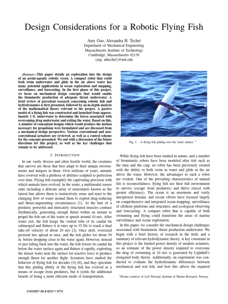 Designing a Robotic Flying Fish | PDF | Force | Drag (Physics)