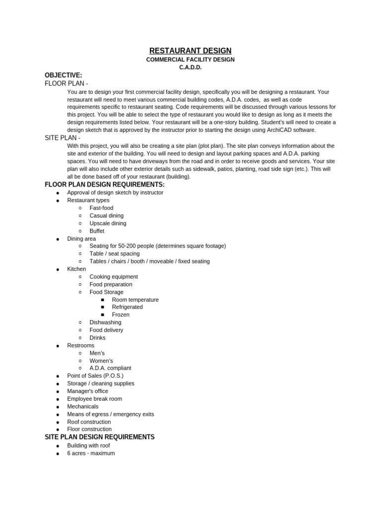 Restaurant - Design Brief and Rubric | PDF | Restaurants