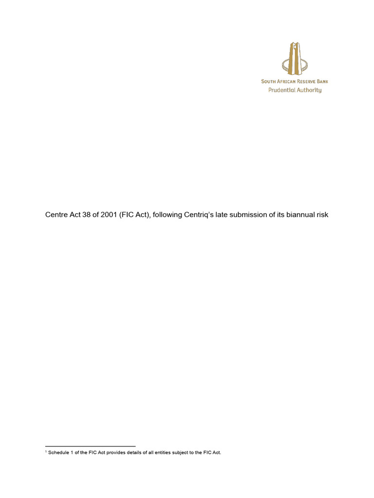 South African Reserve Bank imposes administrative sanctions on Centriq ...