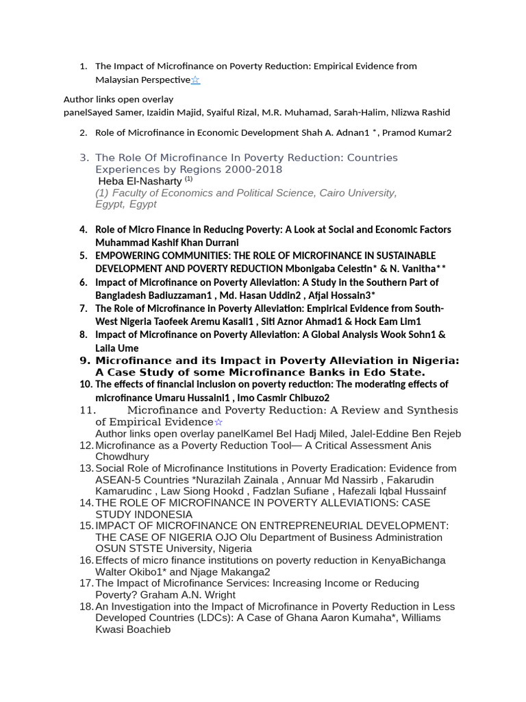 The Impact of Microfinance on Poverty Reduction | PDF | Microfinance ...