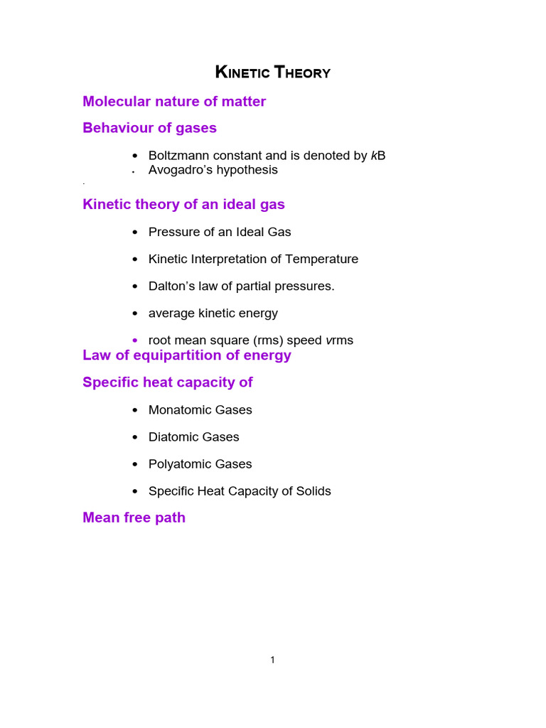 Kinetic Theory of Gases Explained | PDF