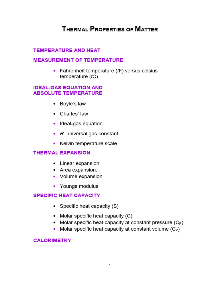 Thermal Properties and Heat Transfer | PDF