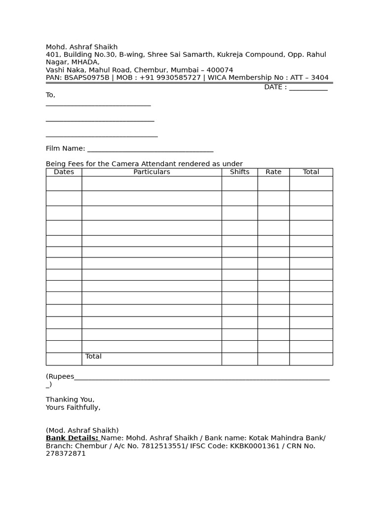 Ashraf Shaikh's Payment Details | PDF