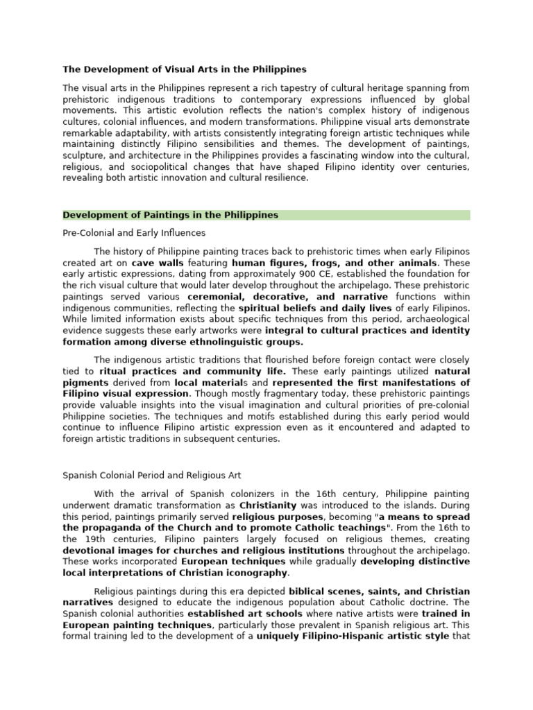 The Development of Visual Arts in The Philippines | PDF | Philippines ...