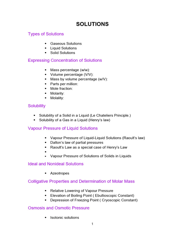 Types and Properties of Solutions | PDF