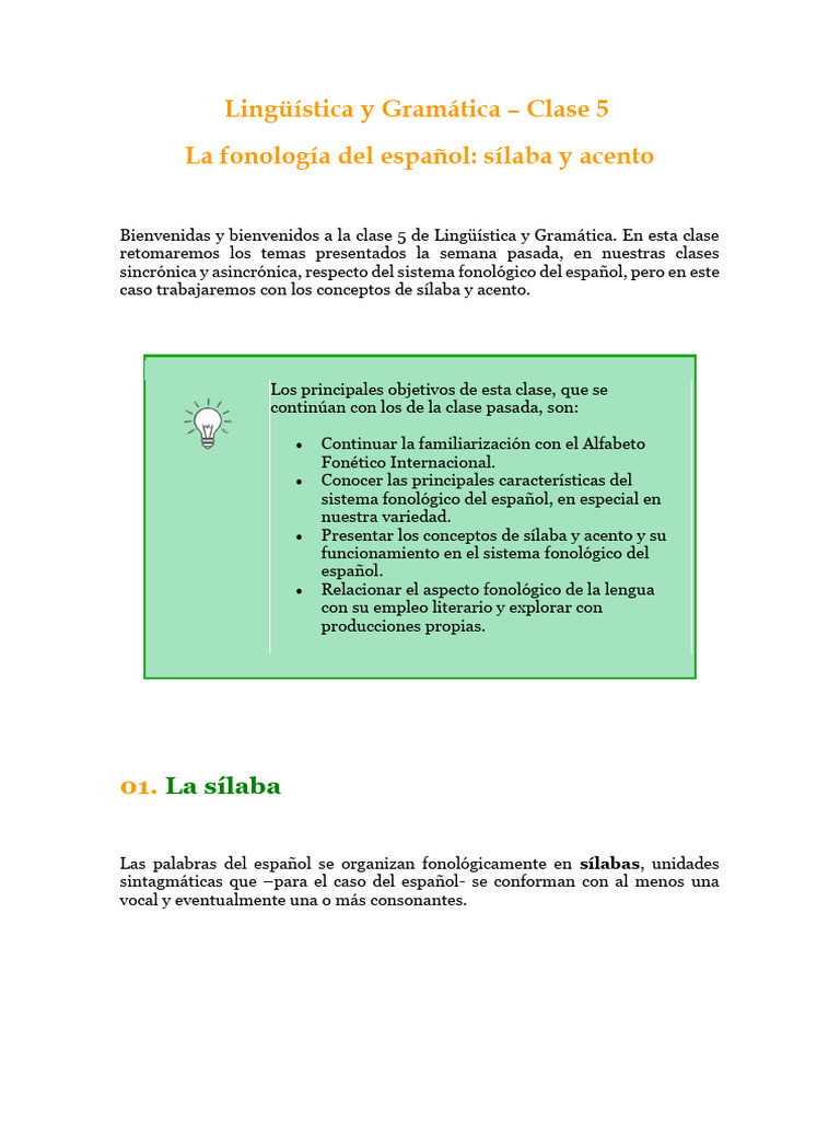 Fonología del español: sílaba y acento | PDF | Sílaba | Vocal
