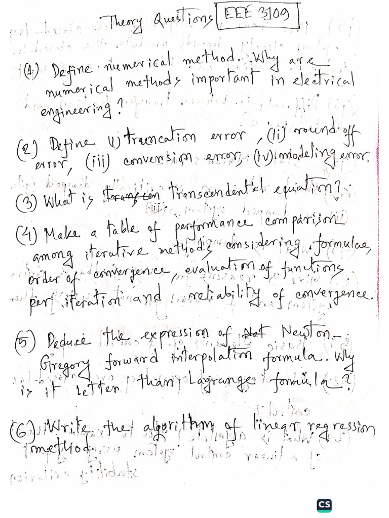Theory Questions (2021 To 2015) EEE 3109 | PDF