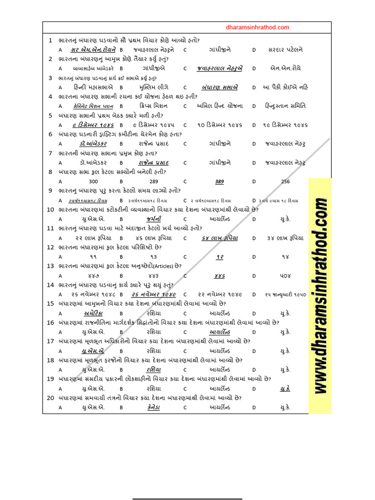 GK Bandharan 200 Questions | PDF