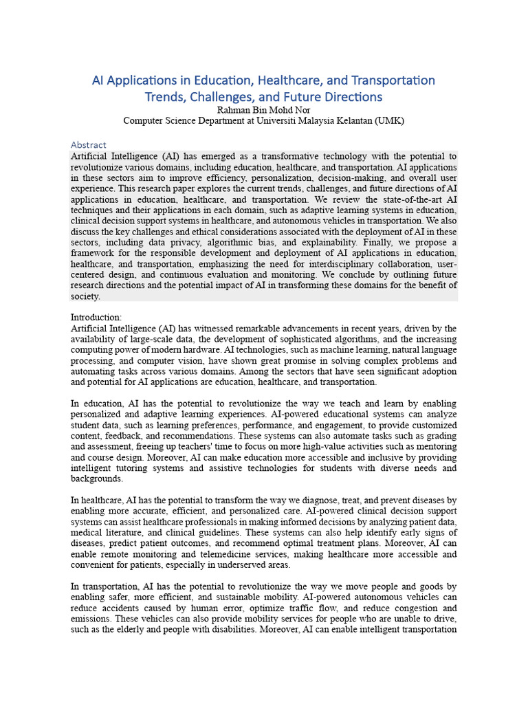 Future Directions of AI in Key Sectors | PDF | Artificial Intelligence ...