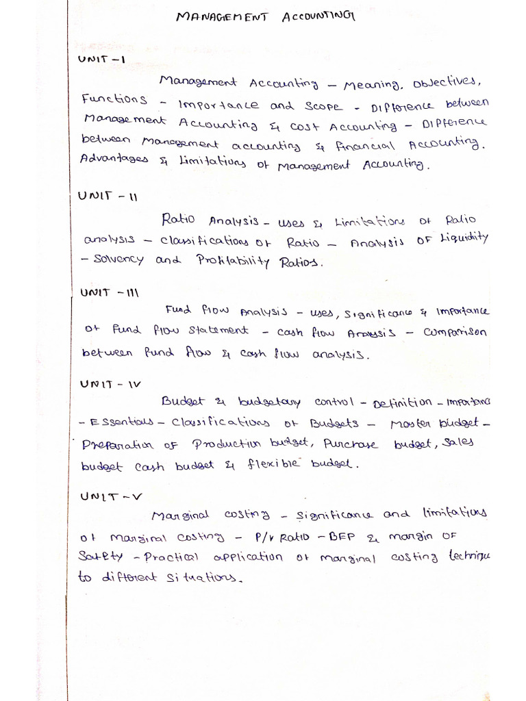 Management Accounting Unit 1 Notes | PDF