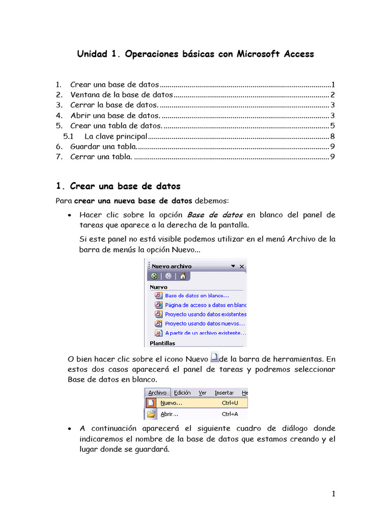 Unidad1 OperacionesBasicas MSAccess | PDF | Ventana (informática) | Botón (Computación)