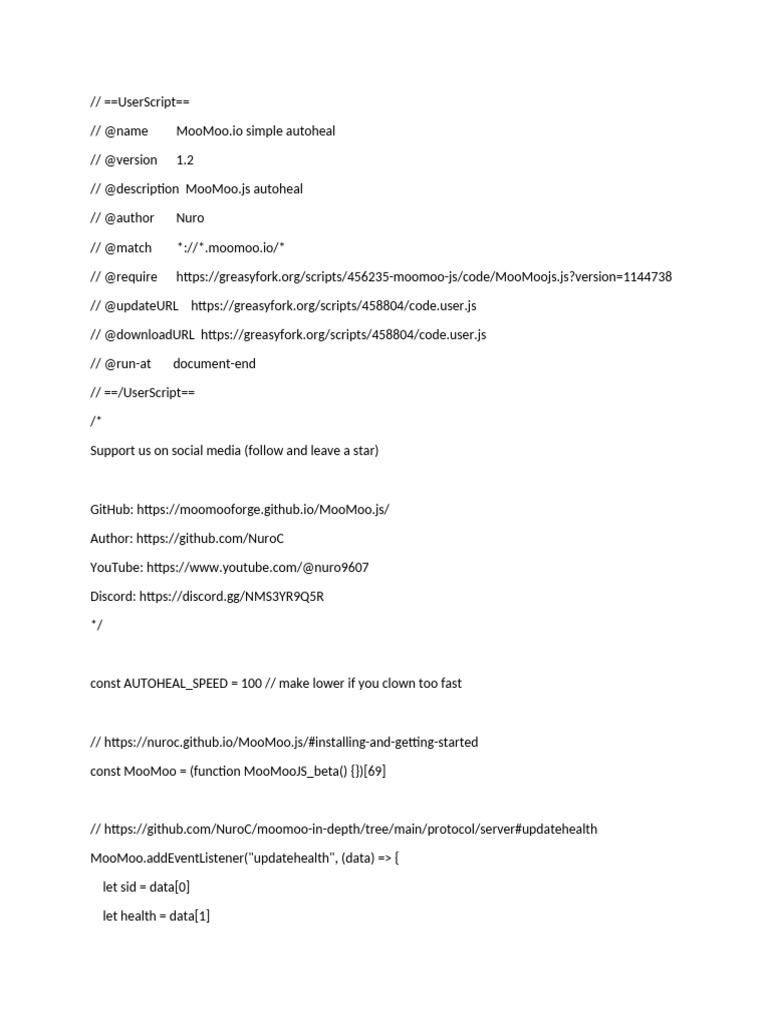 MooMoo.io Autoheal Script v1.2 | PDF