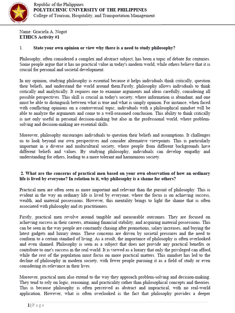 Nogot, Graciela A. ABP2-1 Ethics.A1 | PDF | Critical Thinking | Liberal ...