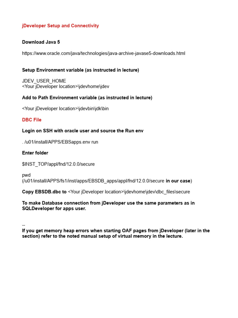 JDeveloper Setup and Connectivity | PDF