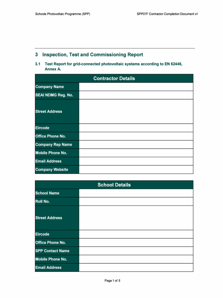 Solar PV Inspection and Commissioning Report | PDF | Photovoltaic ...