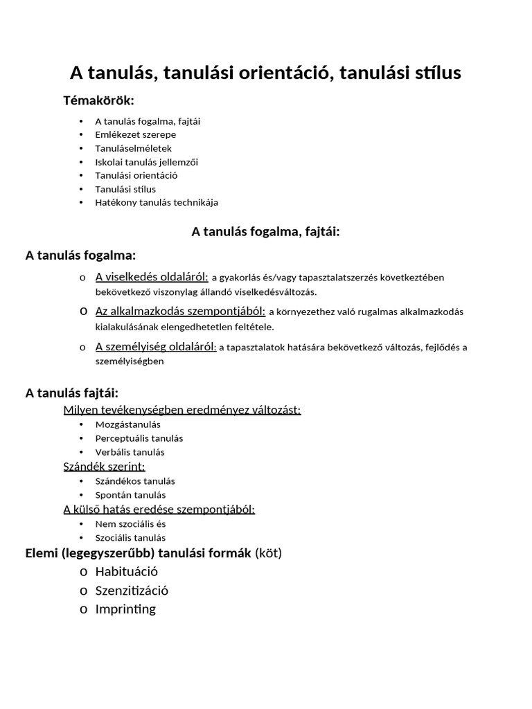 A Tanulás | PDF