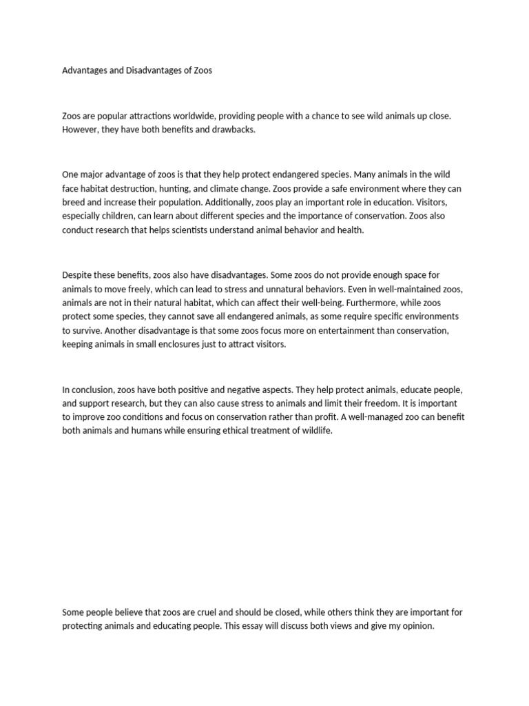Writing 2 Types About Zoos | PDF | Zoo | Endangered Species