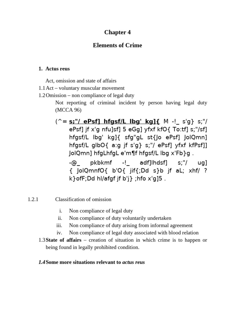 Chapter 4 Elements of Crime | PDF | Recklessness (Law) | Negligence