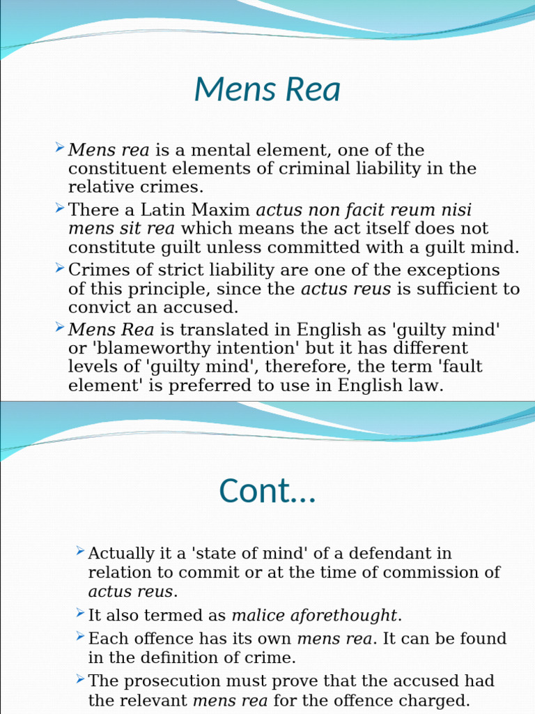Understanding Mens Rea in Criminal Law | PDF | Mens Rea | Element ...